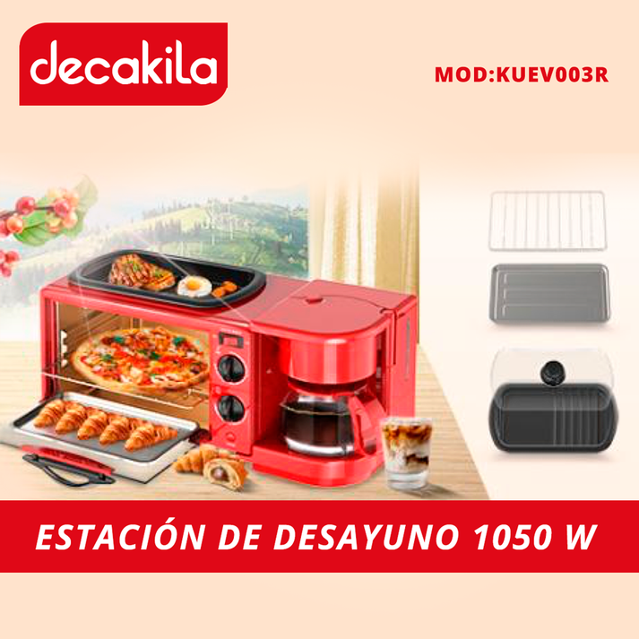 Estación de Desayuno 3 en 1 Cafetera, Horno y Parrilla Decakila KUEV00 – Saesa Trading
