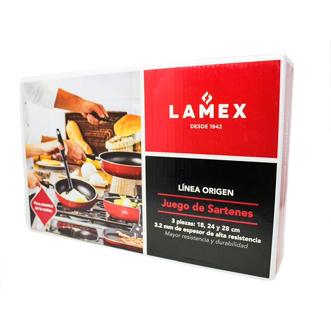 Juego de Sartenes 18/24/28 cm con Antiadherente Azul Lamex 6512-8 – Saesa Trading